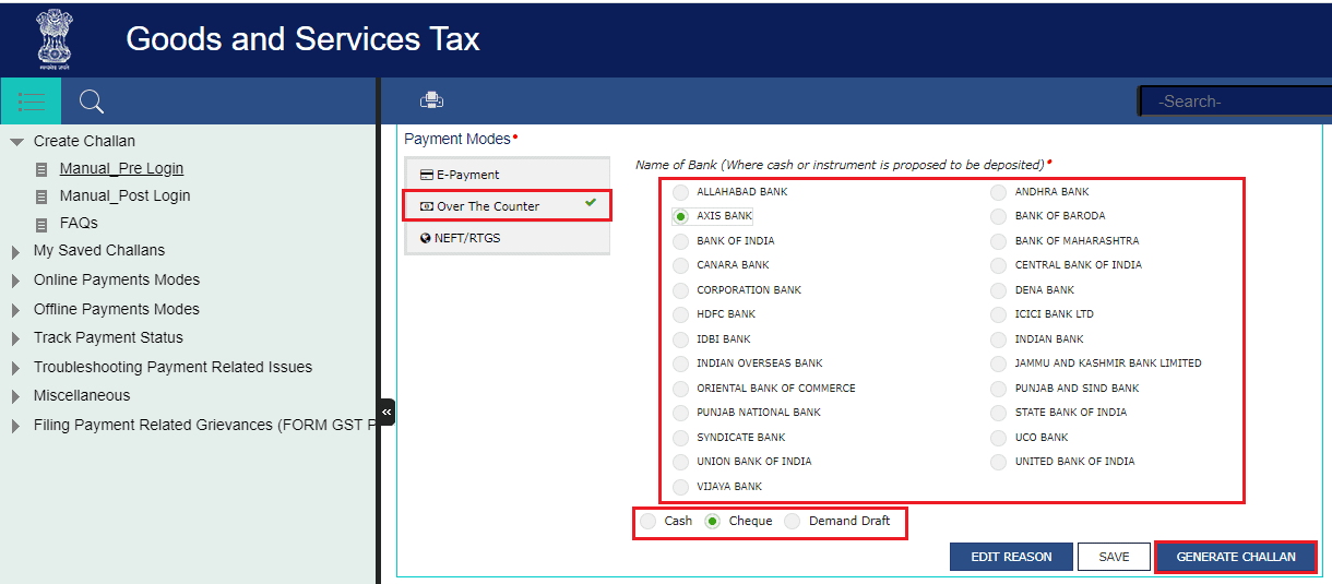 GST Payment Stepwise Process To Pay GST Online Offline